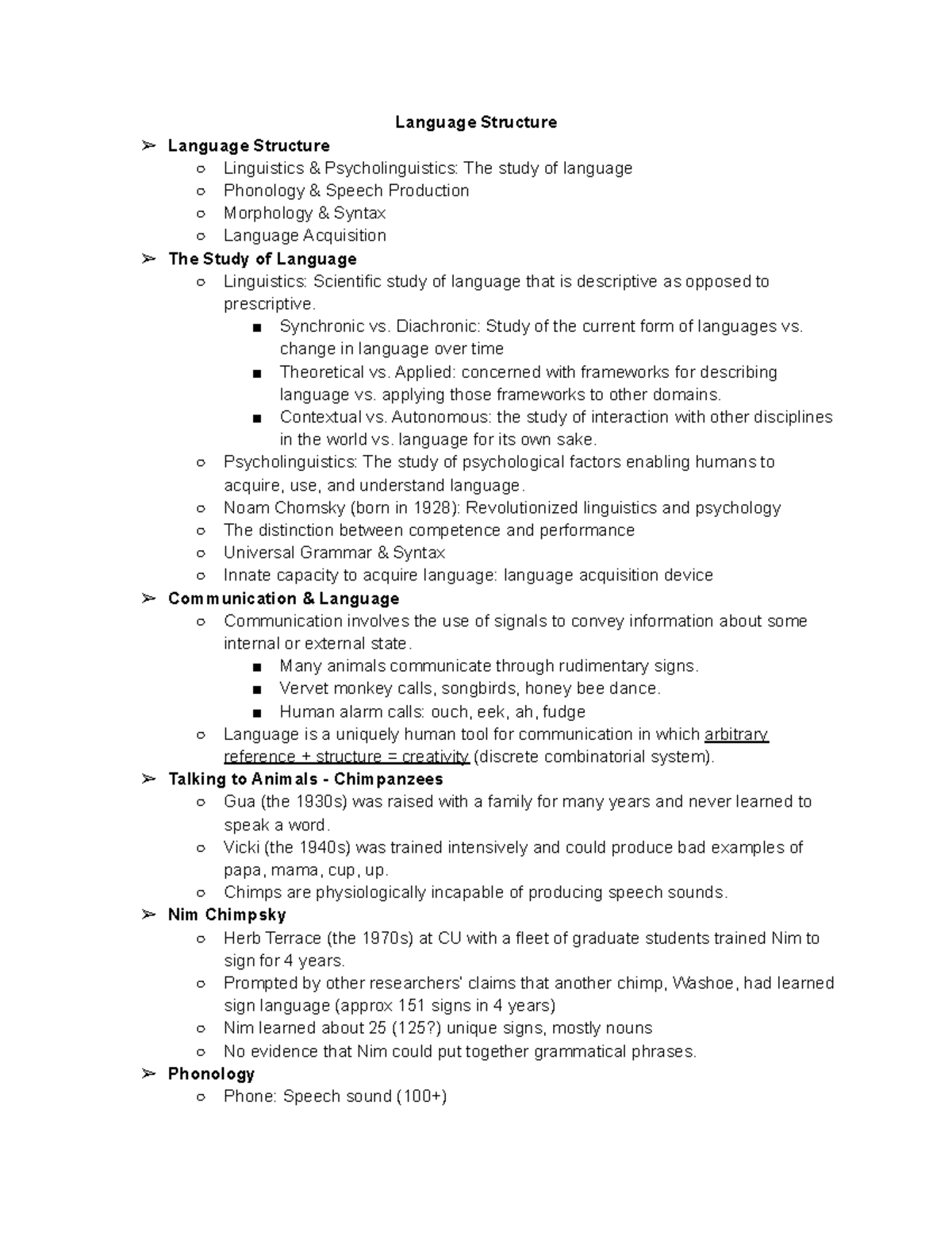 Cognition Module 9 - Language Structure - Language Structure Language ...