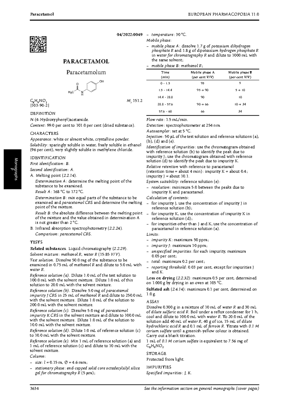 0049E Paracetamol Ph Eur 11th Edition Detailed Analysis and Tests - Studocu