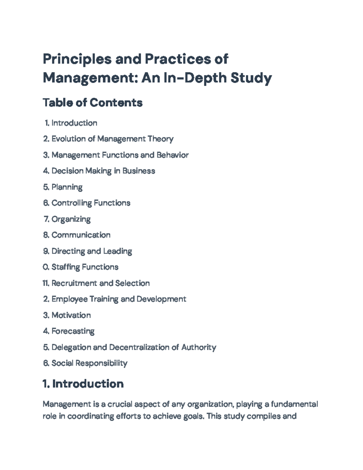 Principles and Practices of Management: A Comprehensive Overview ...
