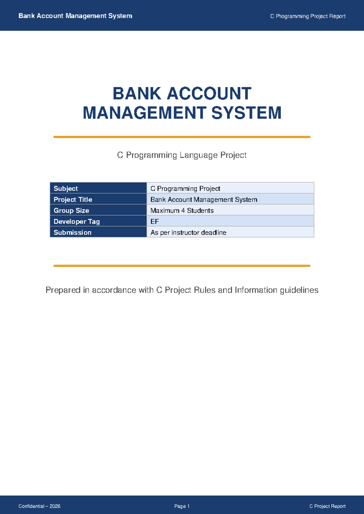 Bank Account Management System C Project Report - Studocu