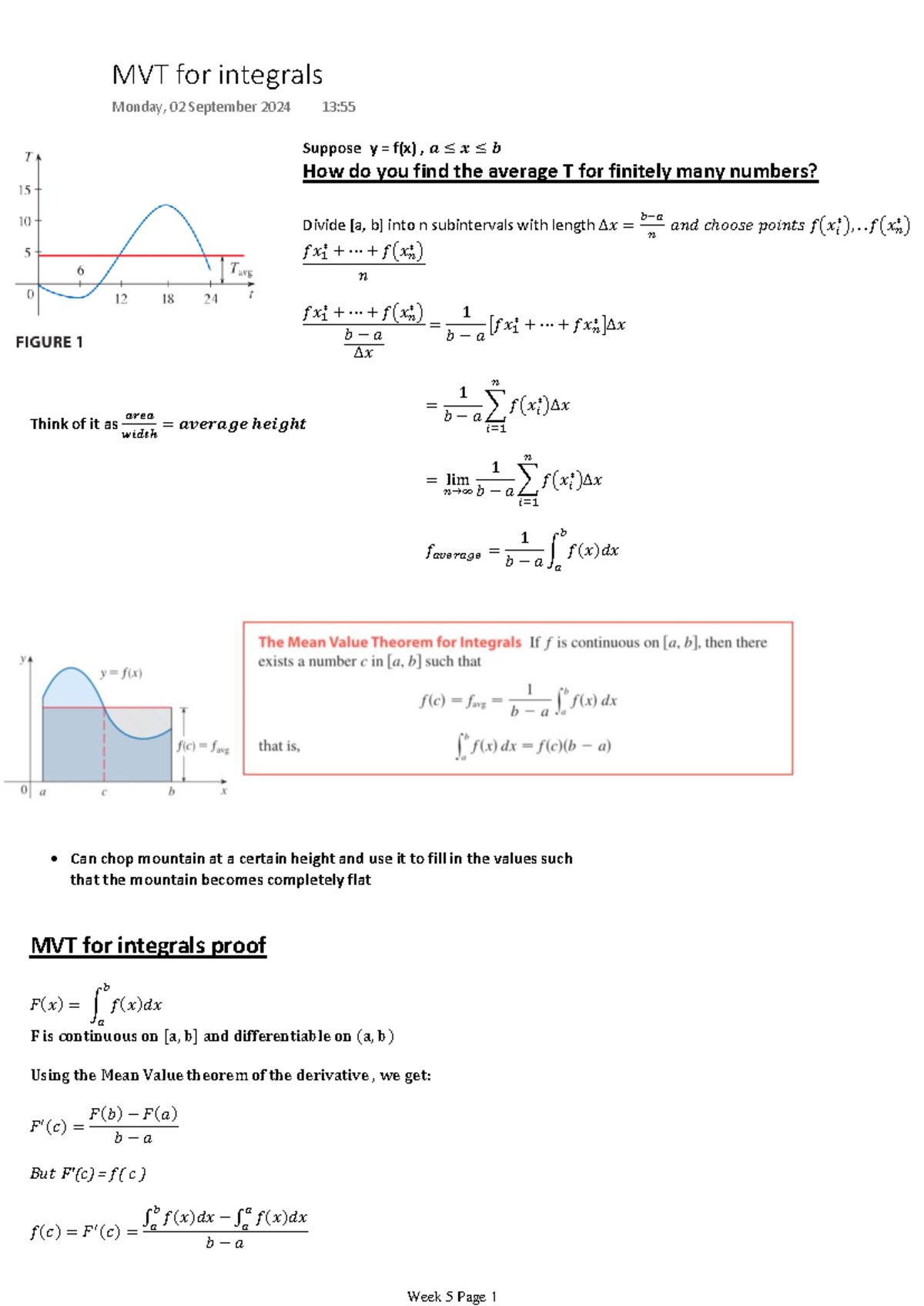 MVT for integrals - Proof included - Suppose y = f(x) , How do you find ...