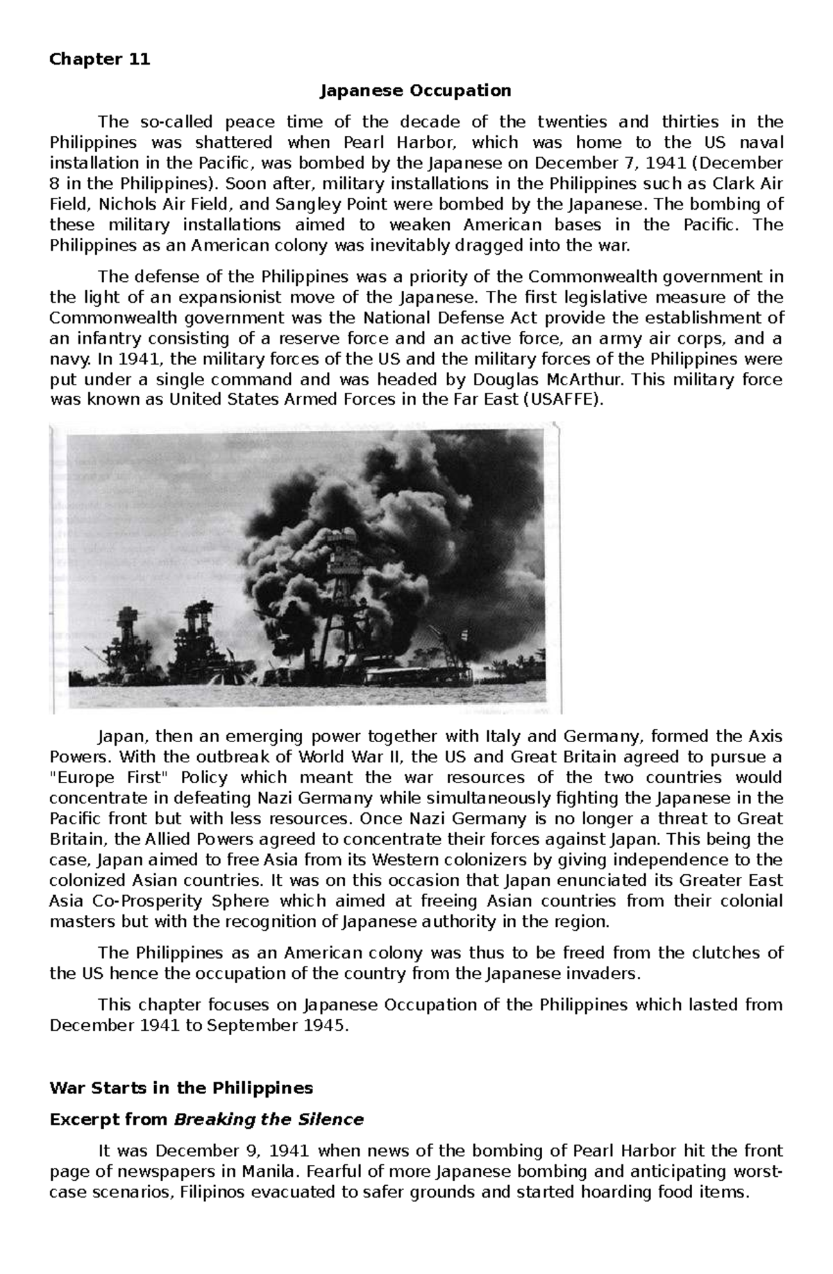 Chapter 11: The Japanese Occupation of the Philippines (1941-1945 ...