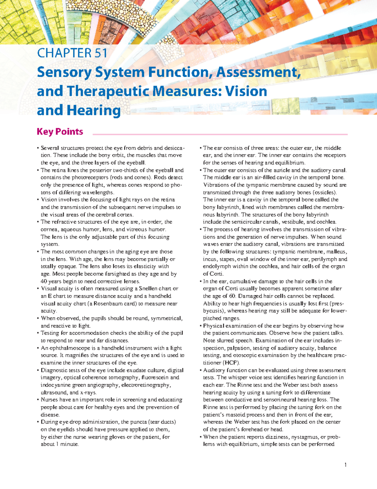 Chapter 51 Key Points: Sensory System Function in Med-Surg Nursing ...