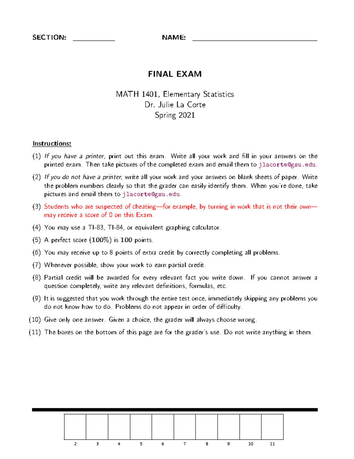 MATH 1401 Final Exam Guide - Elementary Statistics Spring 2021 - Studocu