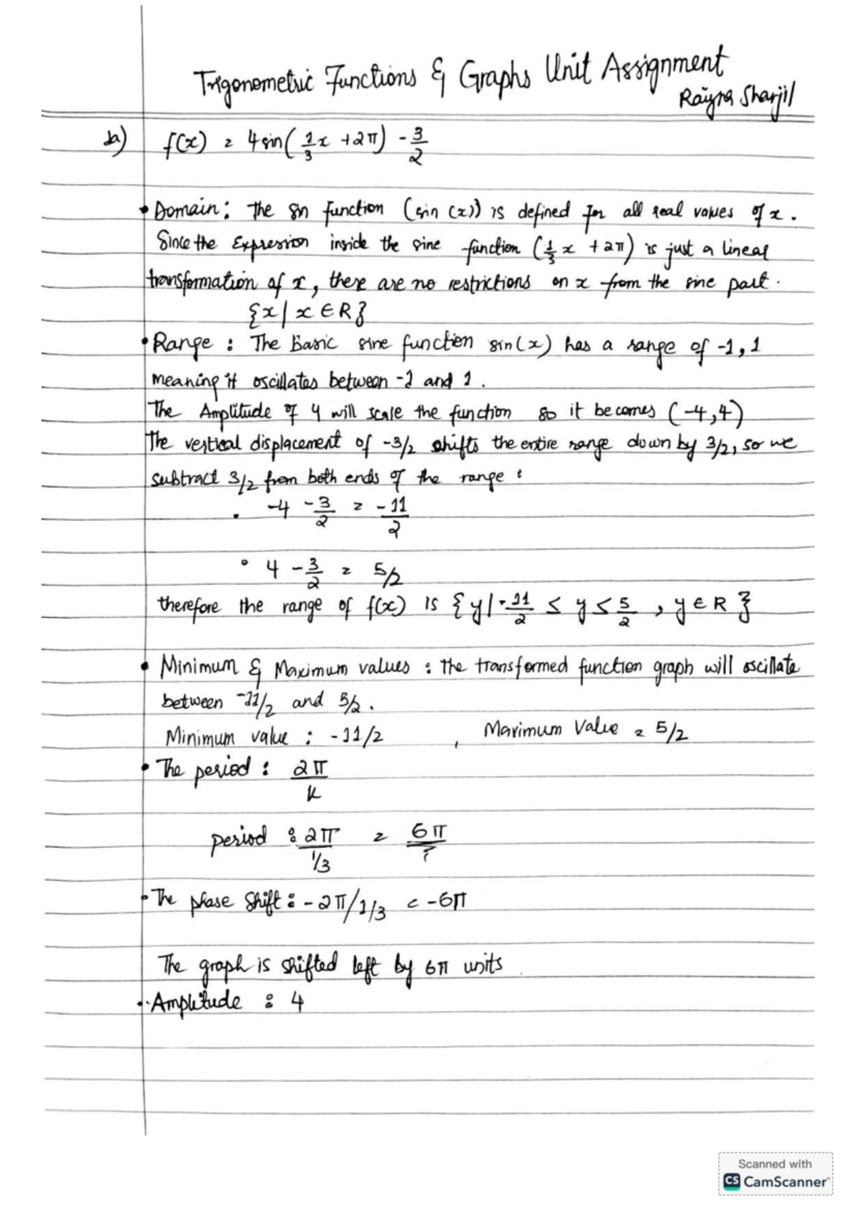 Unit 6 Assignment: Analyzing Trigonometric Functions and Graphs - Studocu
