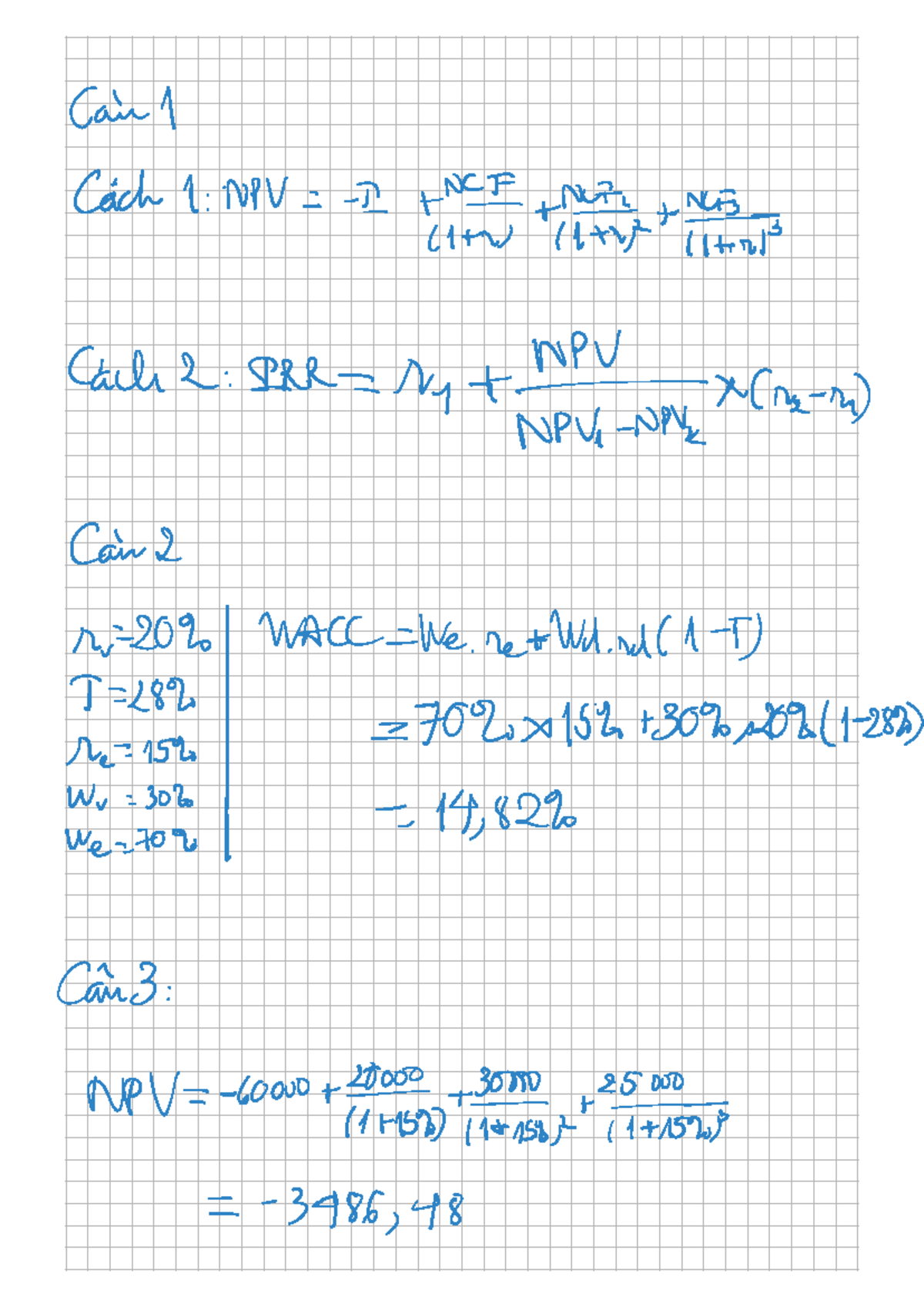 Ktdt - Bài Tập Chữa Tay: NPV & WACC Analysis - Studocu
