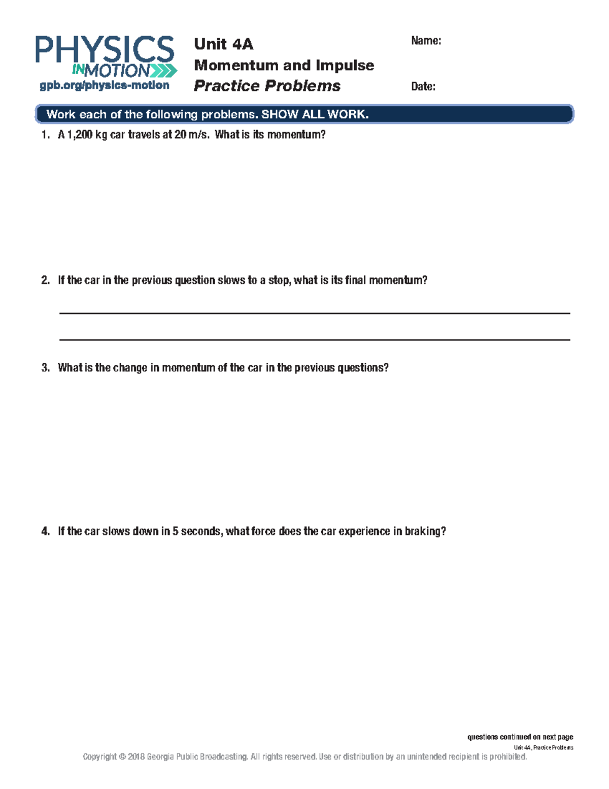 Unit 4a practice problems - Copyright © 2018 Georgia Public ...