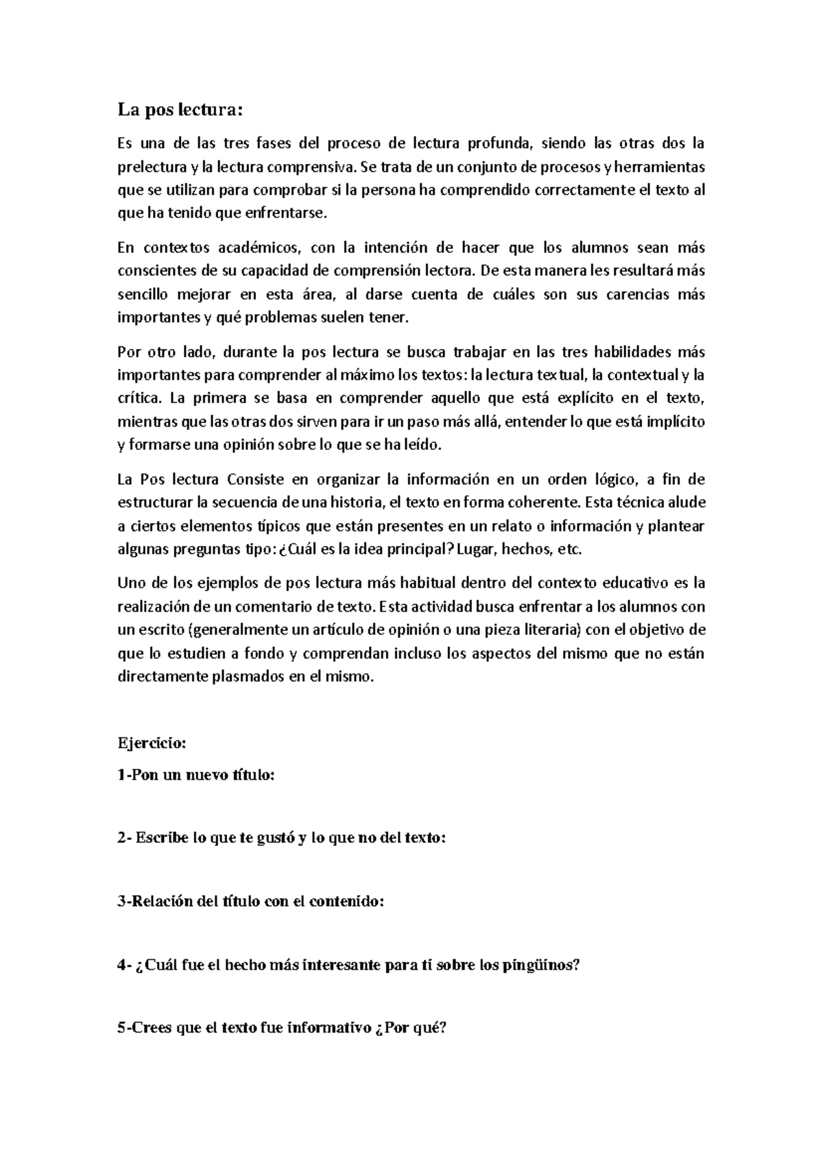 Poslectura - La pos lectura: Es una de las tres fases del proceso de ...