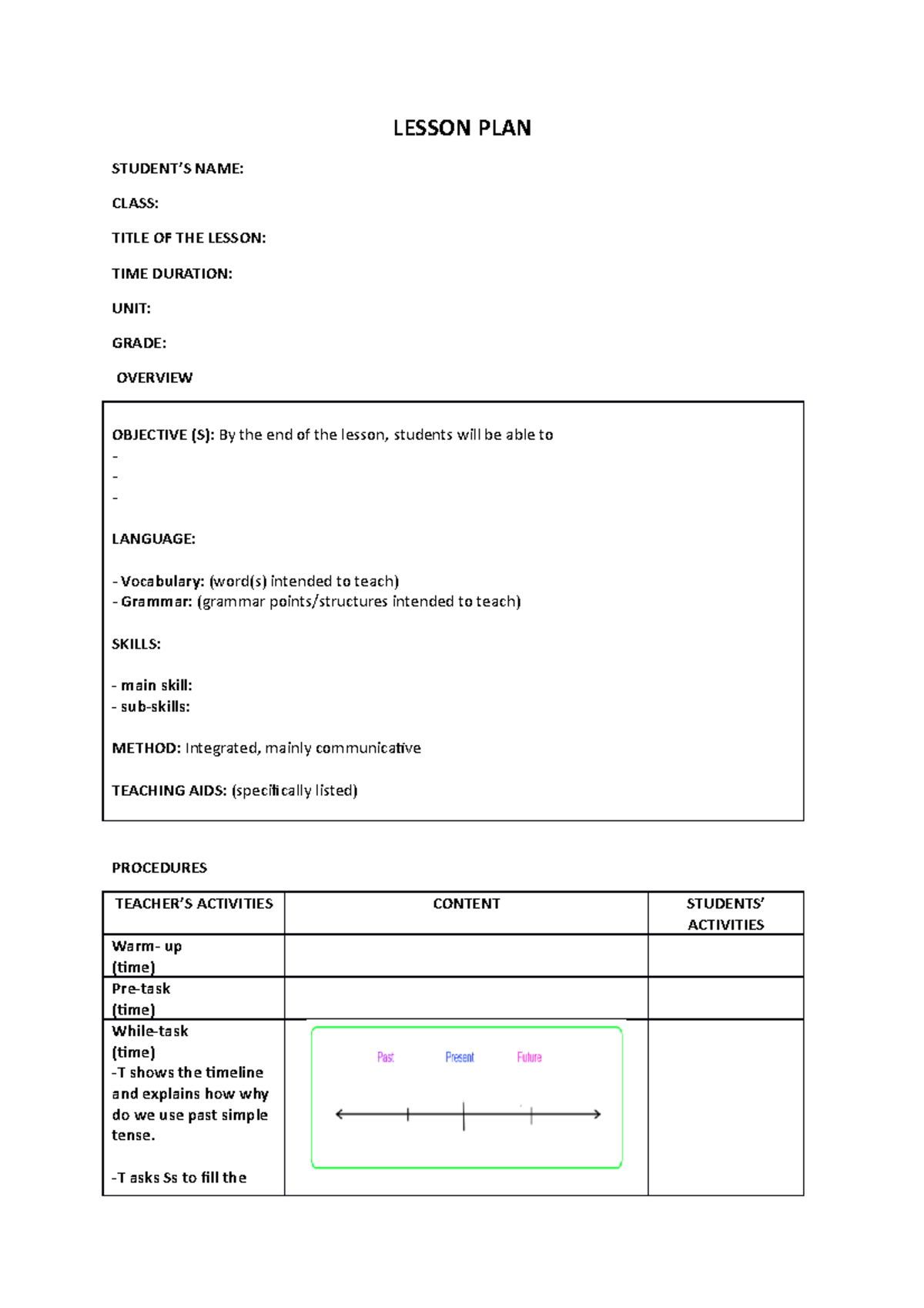 2022 Lesson plan MẪU - dcsdsfe - LESSON PLAN STUDENT’S NAME: CLASS ...