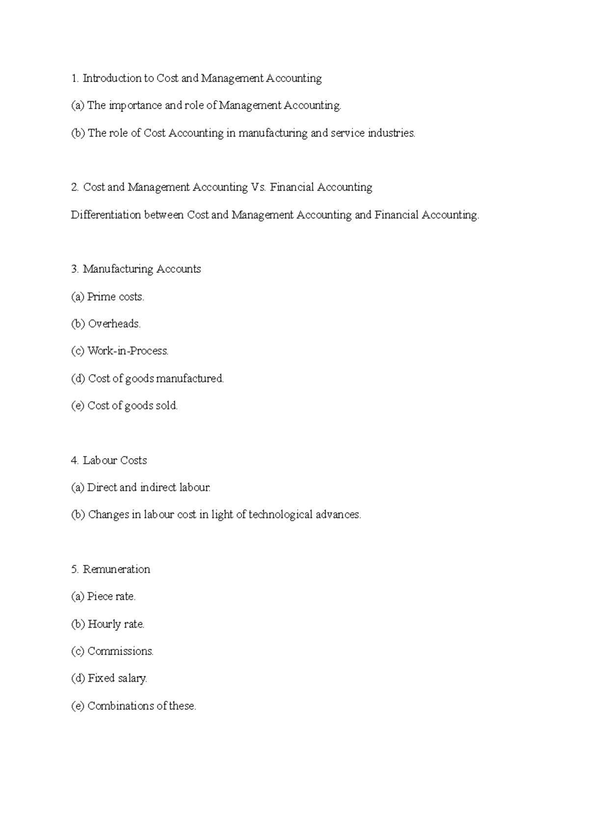 ACC UNIT 1 TPCS - Overview of Topics in Cost & Management Accounting ...