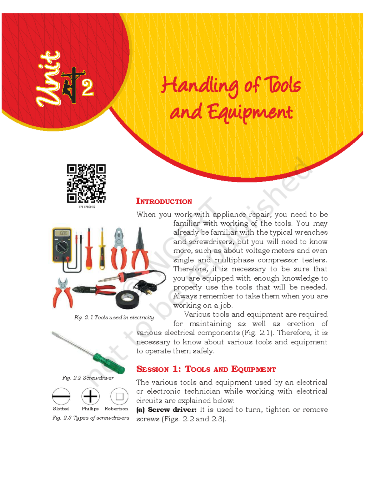 Handling of Tools and Equipment for Electrical Work (Course Code ...