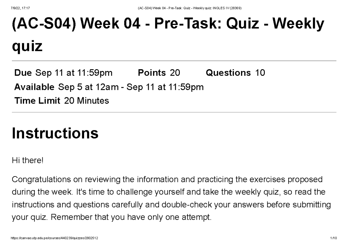 (AC-S04) Week 04 - Pre-Task Quiz - Weekly quiz Ingles IV (28369) - (AC ...