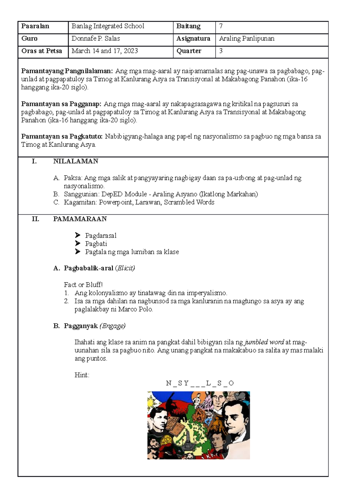 AP7 LP2 Pagsusuri ng Nasyonalismo sa Timog at Kanlurang Asya - Studocu