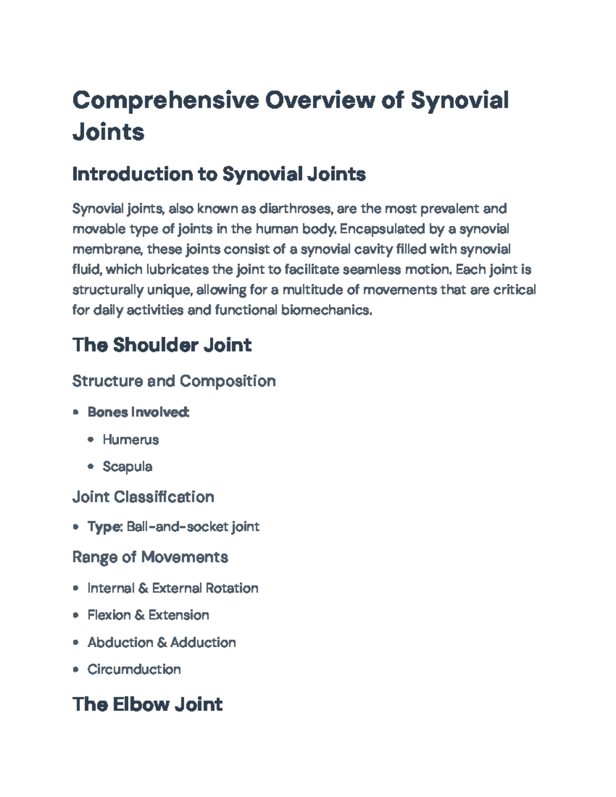 Comprehensive Guide to Synovial Joints - Anatomy and Movements ...