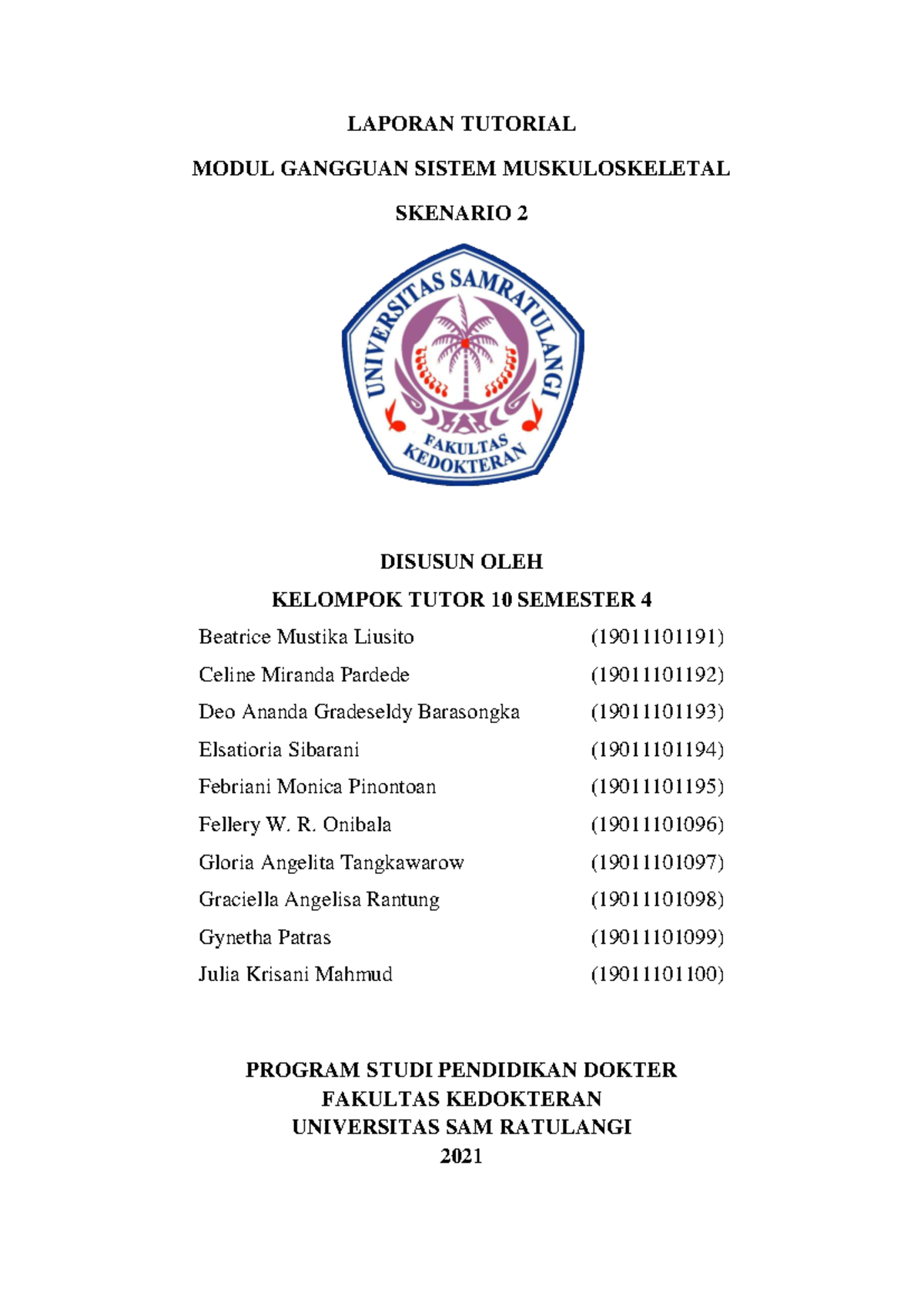 Laporan Tutorial: Gangguan Sistem Muskuloskeletal (Modul GSM) - Studocu