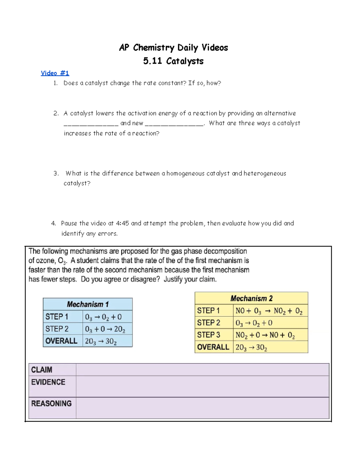 5.11 Catalysis - haew - AP Chemistry Daily Videos 5 Catalysts Video 1 ...