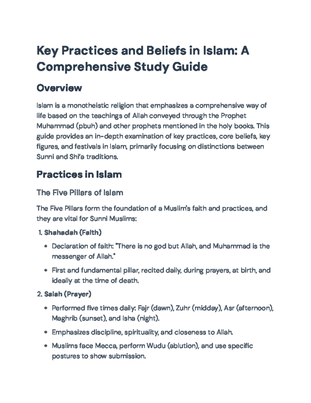 Key Practices and Beliefs in Islam: A Comprehensive Study Guide - Key ...