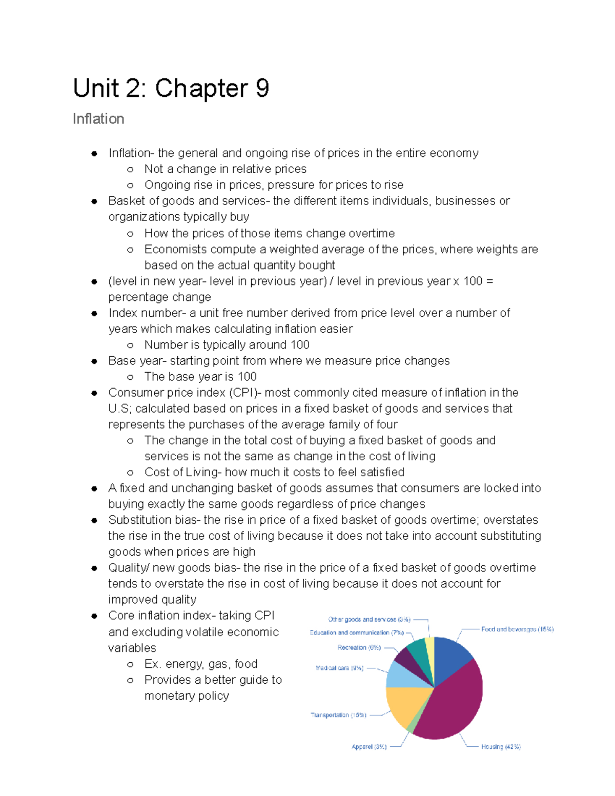 Unit 2: Understanding Inflation - Chapter 9 Overview - Studocu
