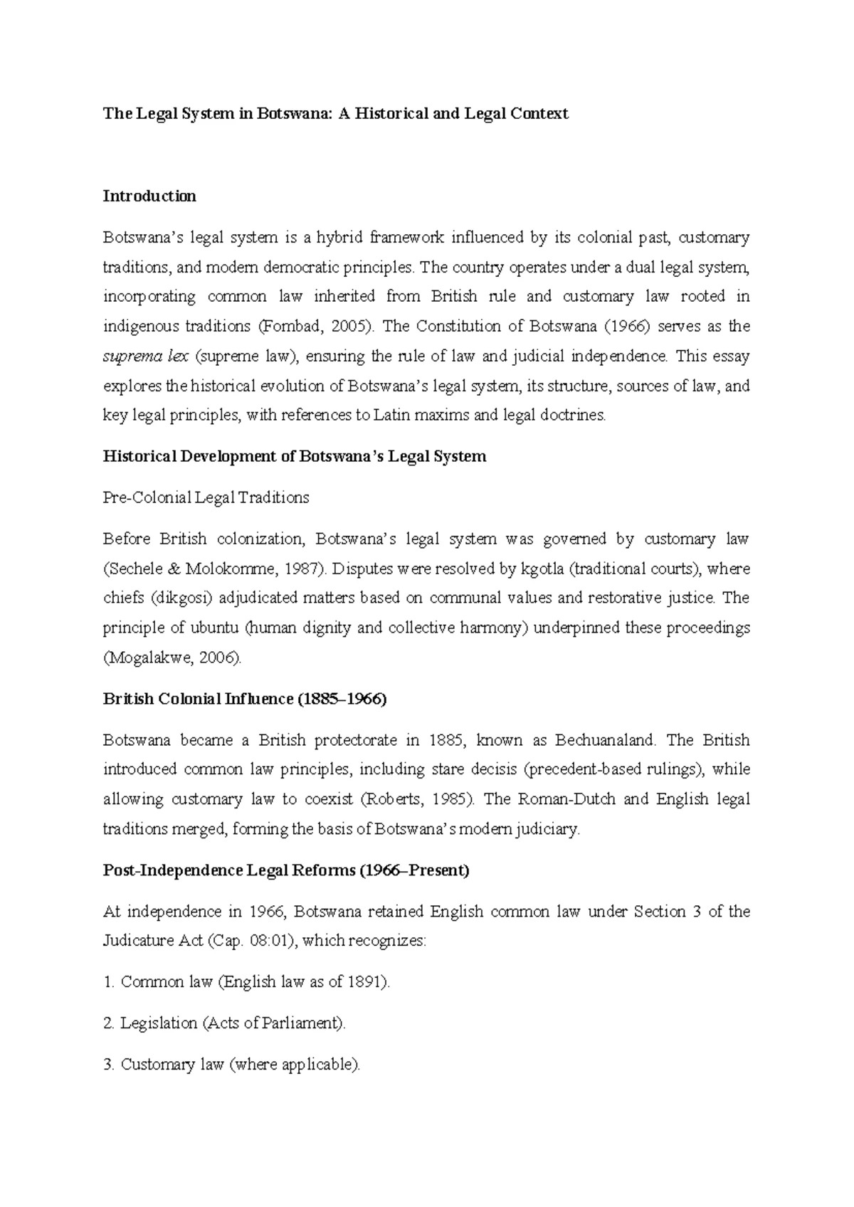 Short Notes on the Hierarchy & Structure of Courts in Botswana - Studocu