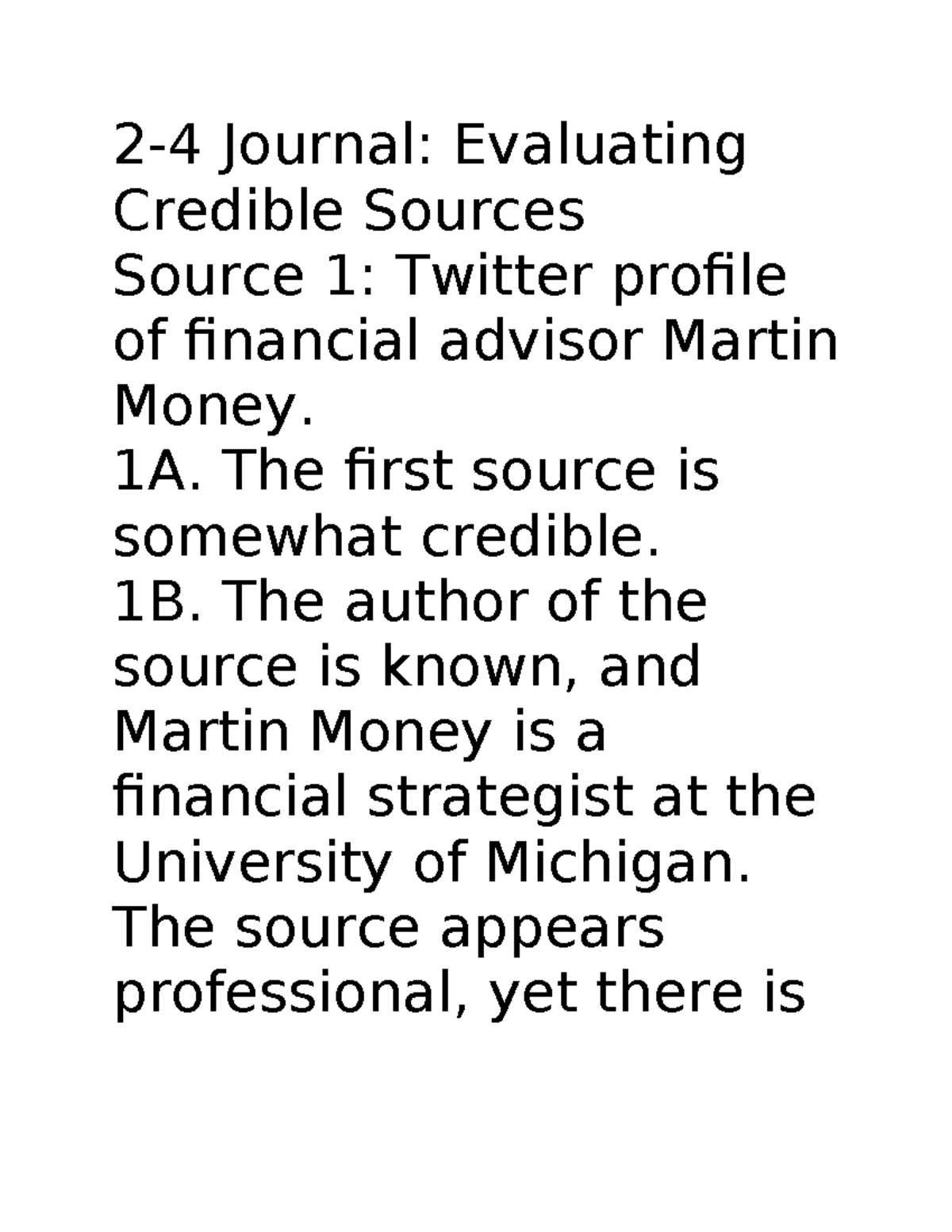 2-4 journal - math - 2-4 Journal: Evaluating Credible Sources Source 1 ...