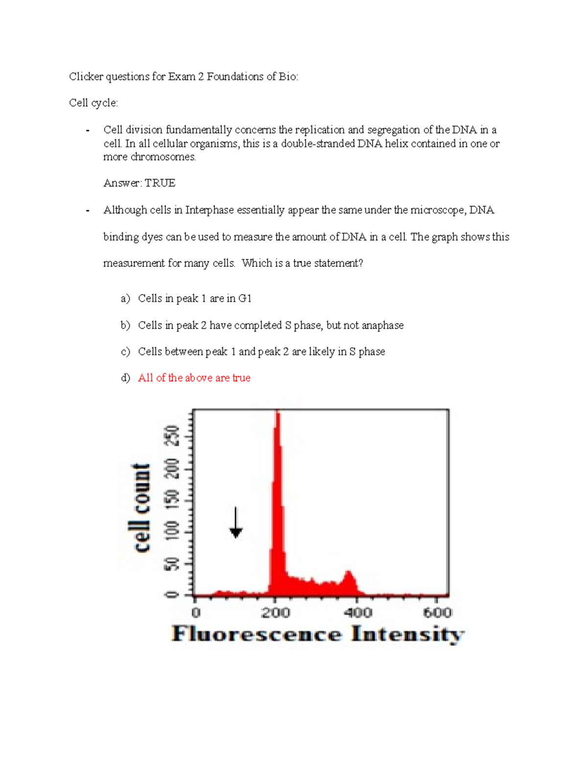 Clicker questions for Exam 2 Foundations of Bio - In all cellular ...