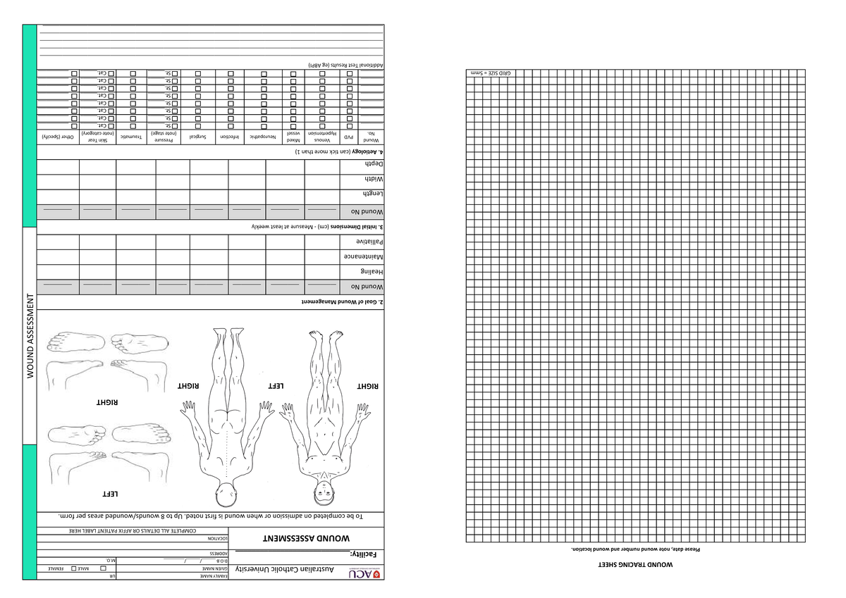 ACU Wound Assessment Sheet: Comprehensive Evaluation Guide - Studocu