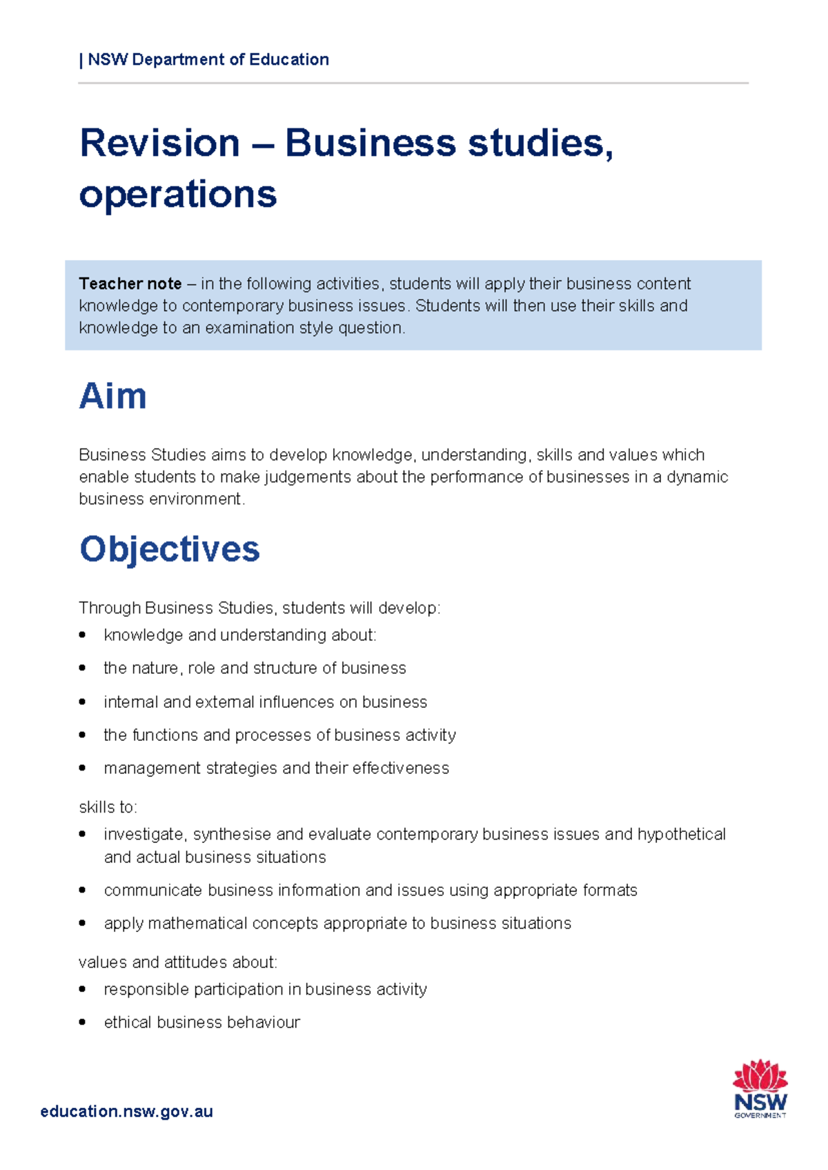 HSC Business Studies S6 Revision: Operations Strategies & Management ...