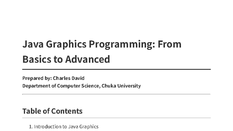 Java Graphics Programming: Beginner's Guide (CS101) - Studocu