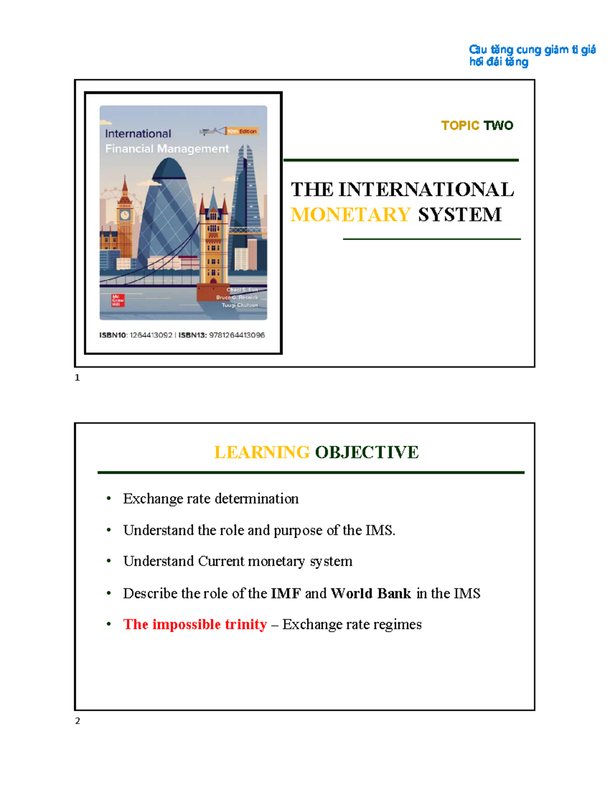 IFM 2: The International Monetary System Overview and Exchange Rate ...