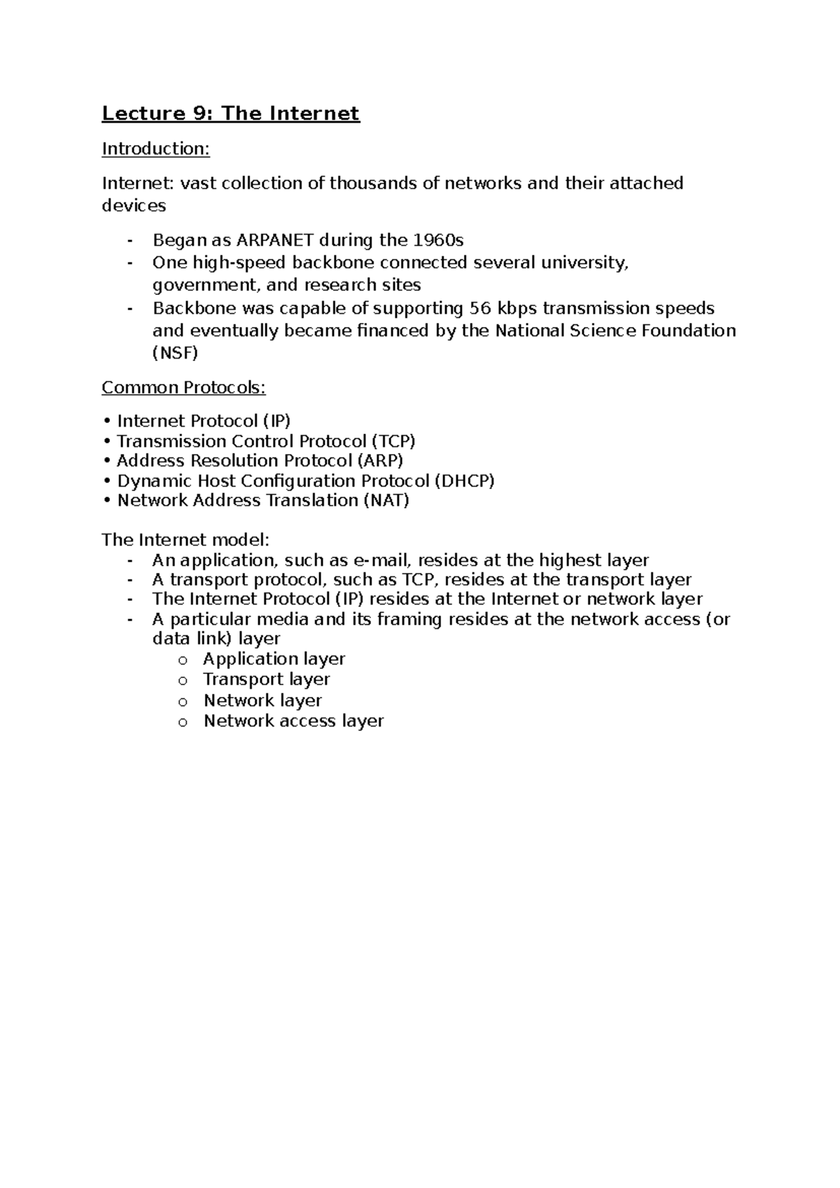 Lecture 9-12 Summaries: Internet & Network Security Overview - Studocu