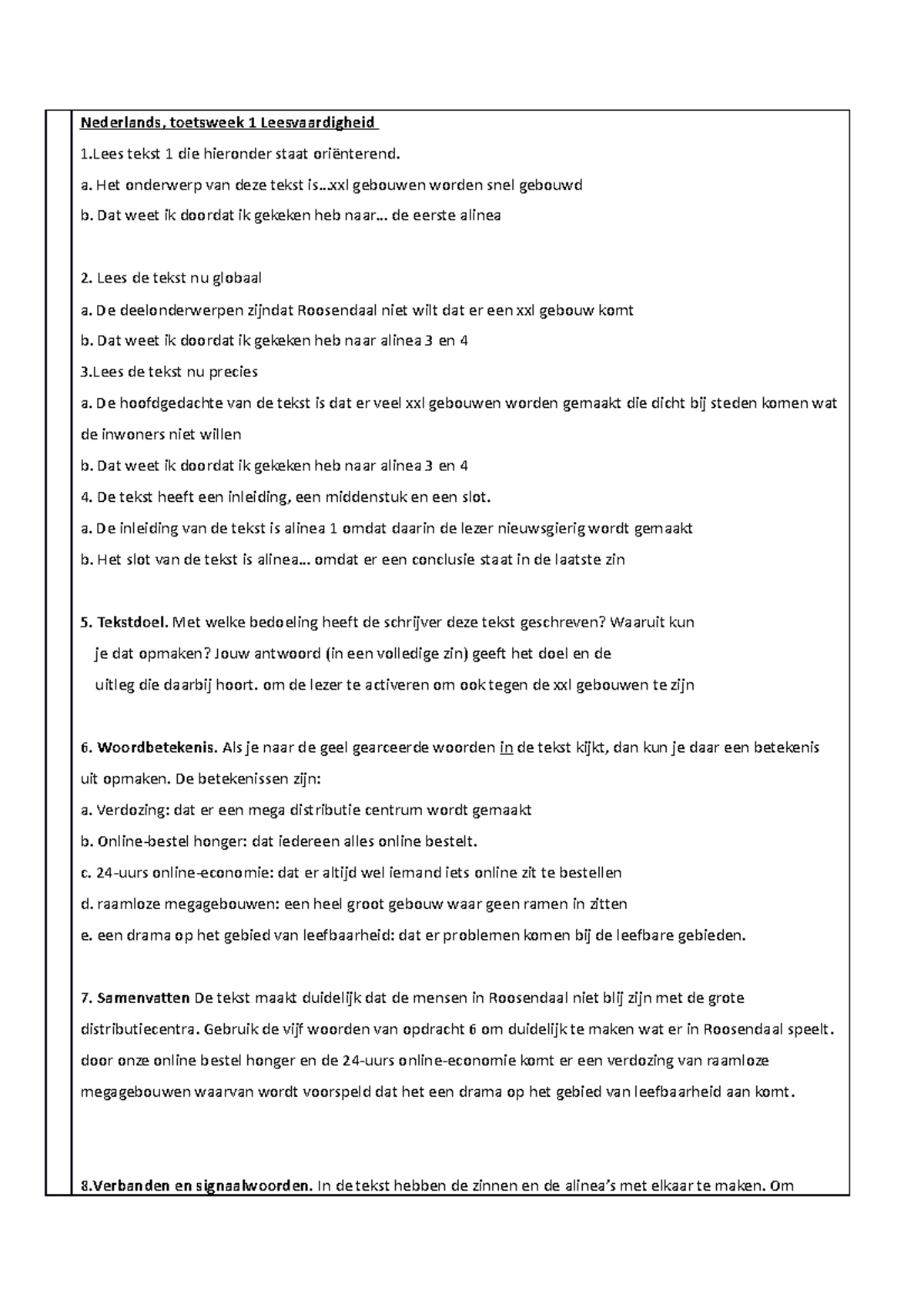 Oefentoets VWO Leesvaardigheid - XXL Gebouwen in Roosendaal - Studeersnel