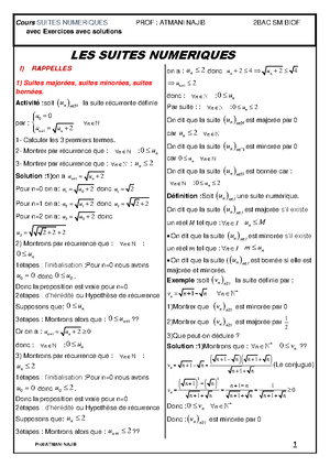 Resume Suites numeriques - Prof. karza zouhair 2 bac sm biof zhr@gmail ...