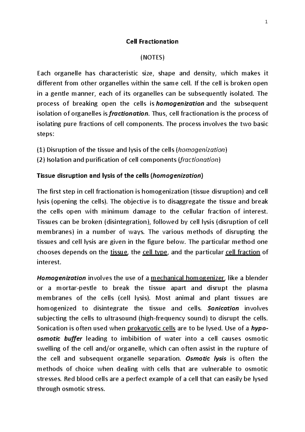 Cell Fractionation: Homogenization & Differential Centrifugation ...