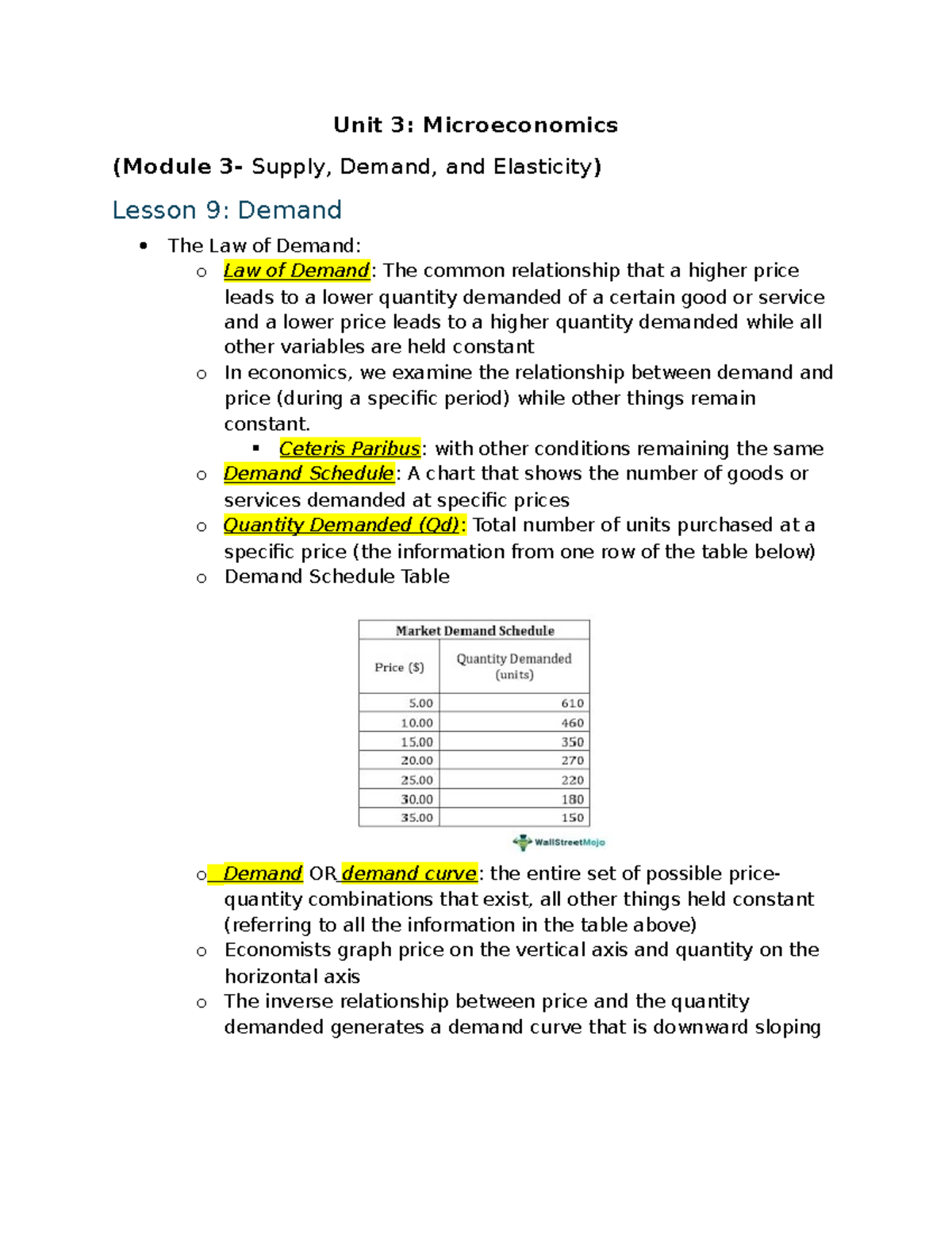 Unit 3: Microeconomics (Supply, Demand, & Elasticity) Lesson 9 - Studocu
