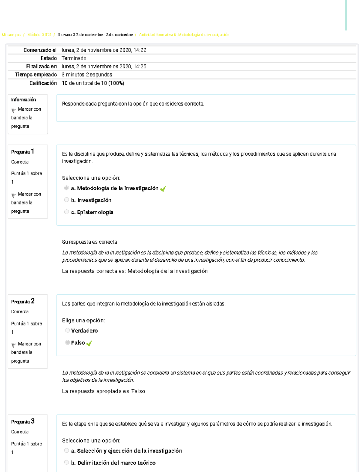 Cuestionario: Actividad Formativa 6 - Metodología de Investigación G21 - Studocu