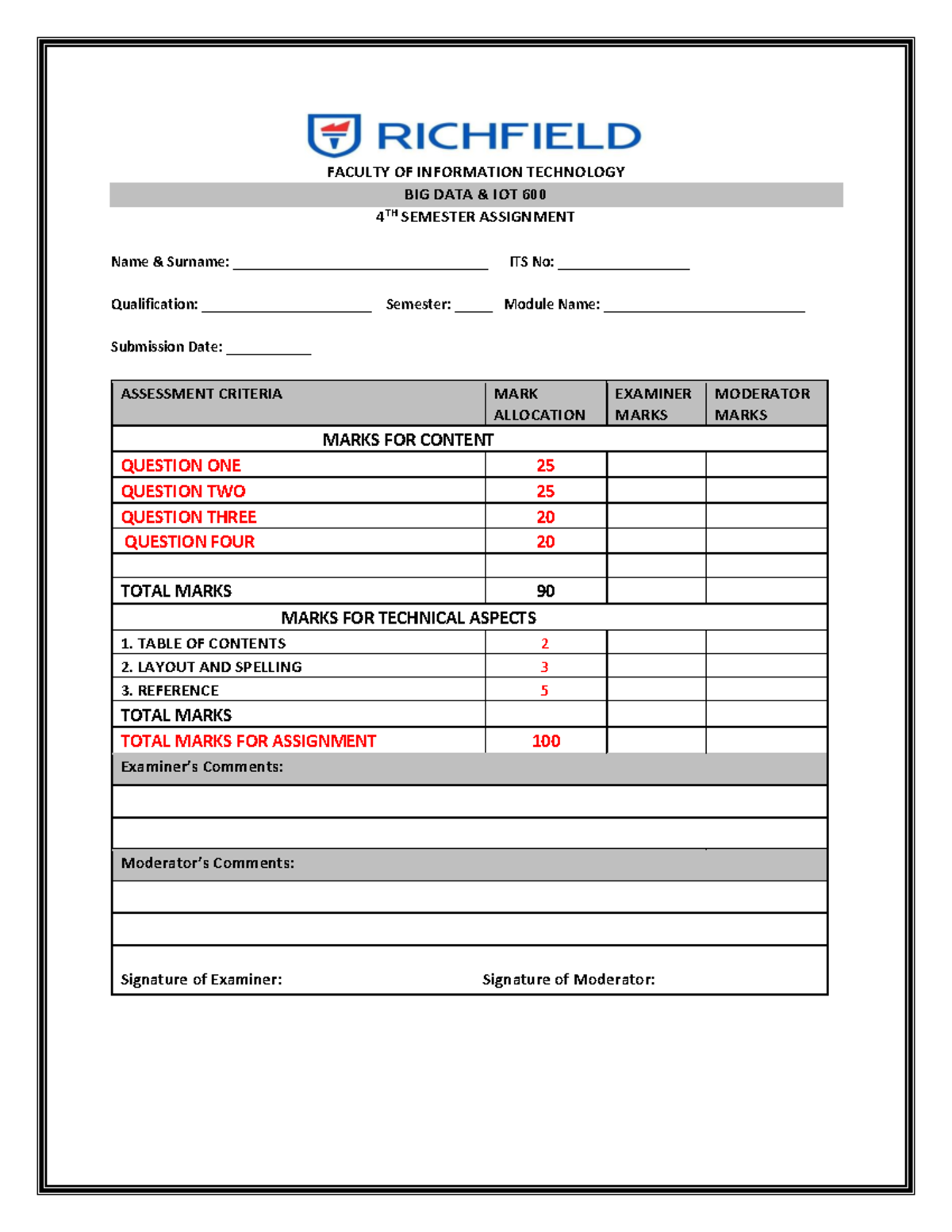 Bdiot 600 - Big Data & IoT 4th Semester Assignment Guide - Studocu