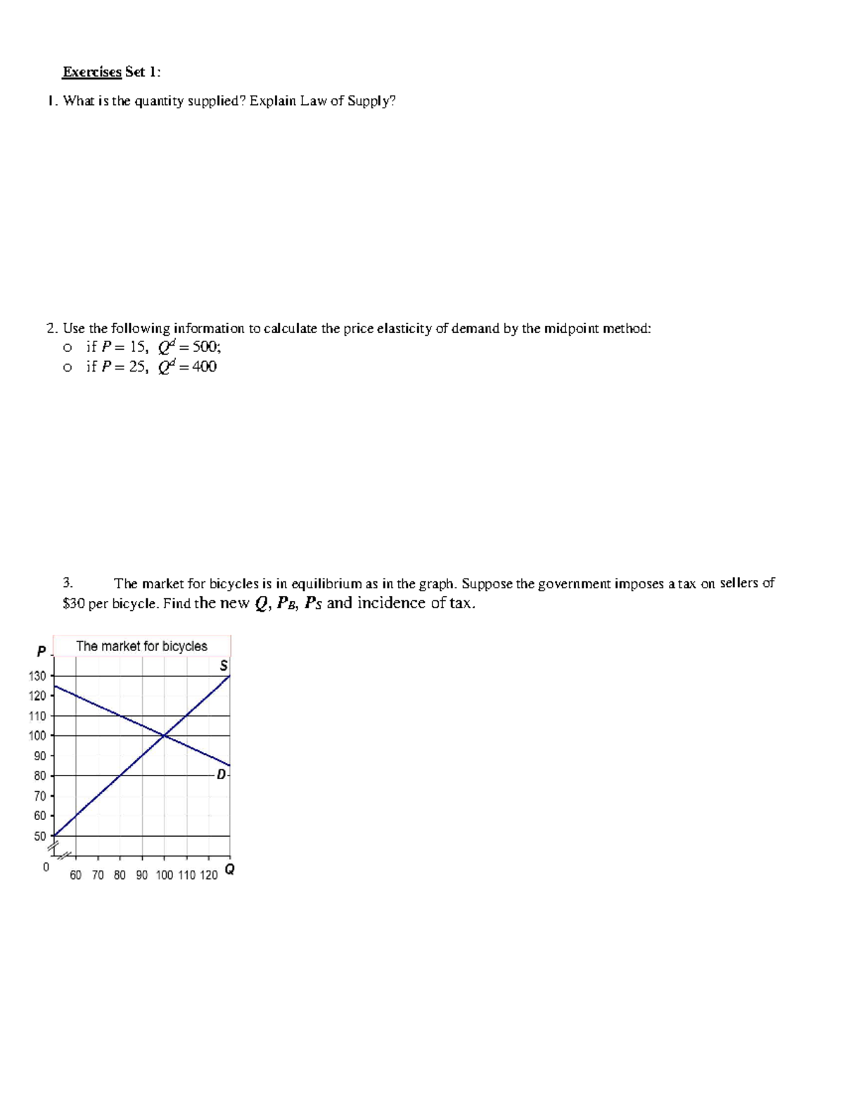 Exercises Set 1: Supply, Demand, and Comparative Advantage Analysis ...