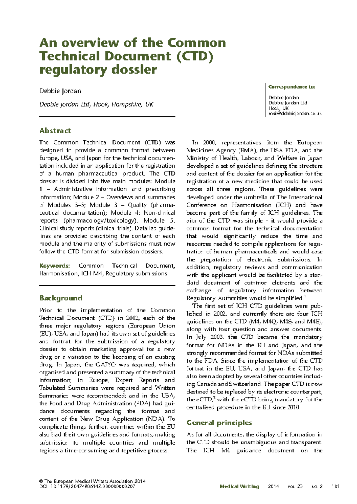 CTD Course Outcome: Understanding the Common Technical Document ...