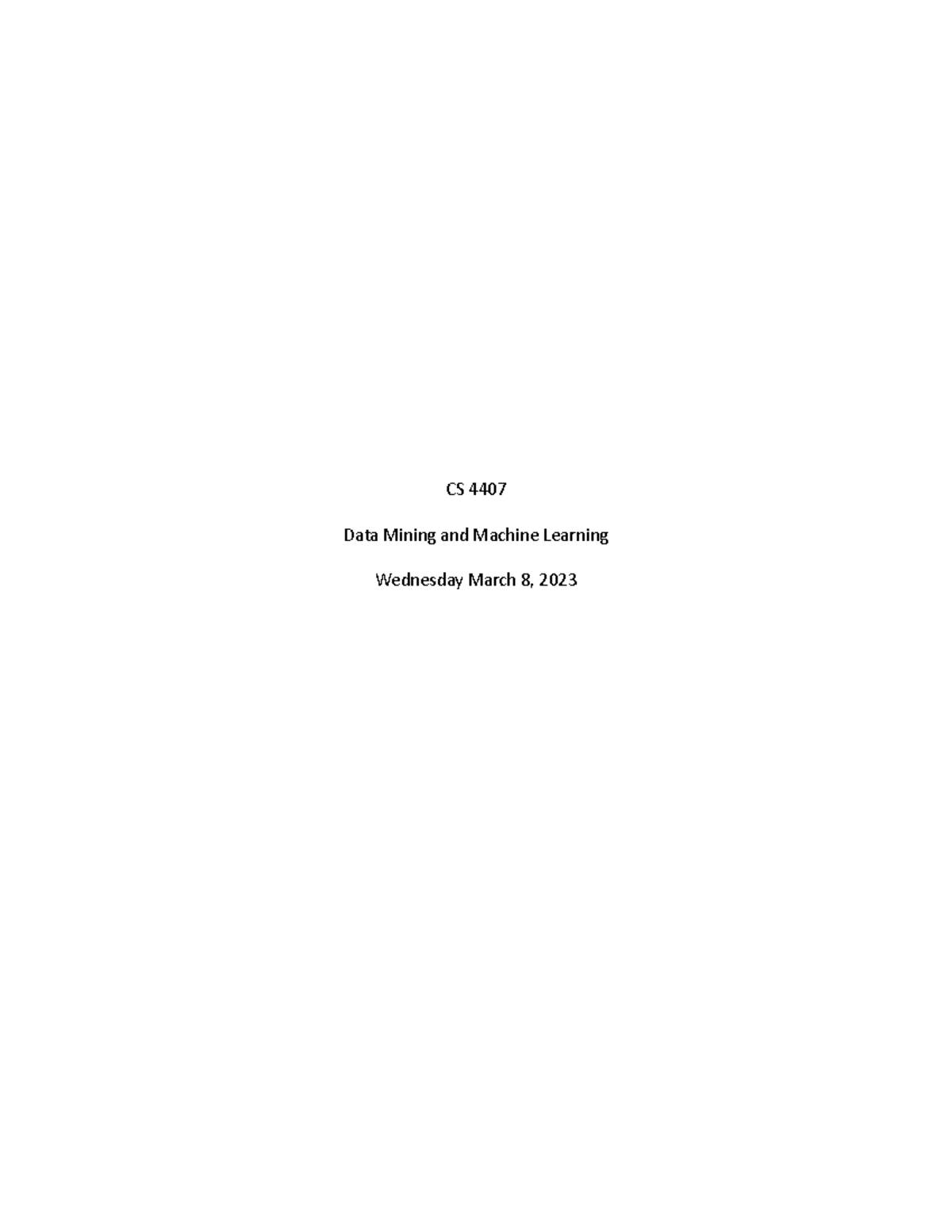 CS 4407 - Data Mining & ML Programming Assignment Unit 6 - Studocu