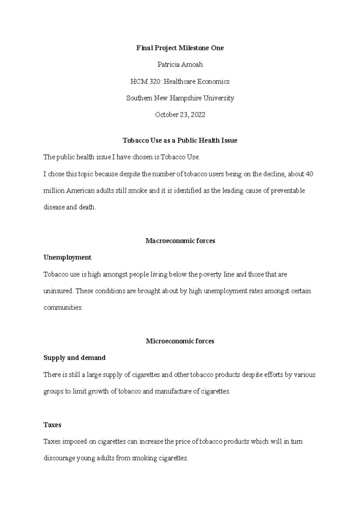 HCM 320 Final Project Milestone Worksheet - Final Project Milestone One ...