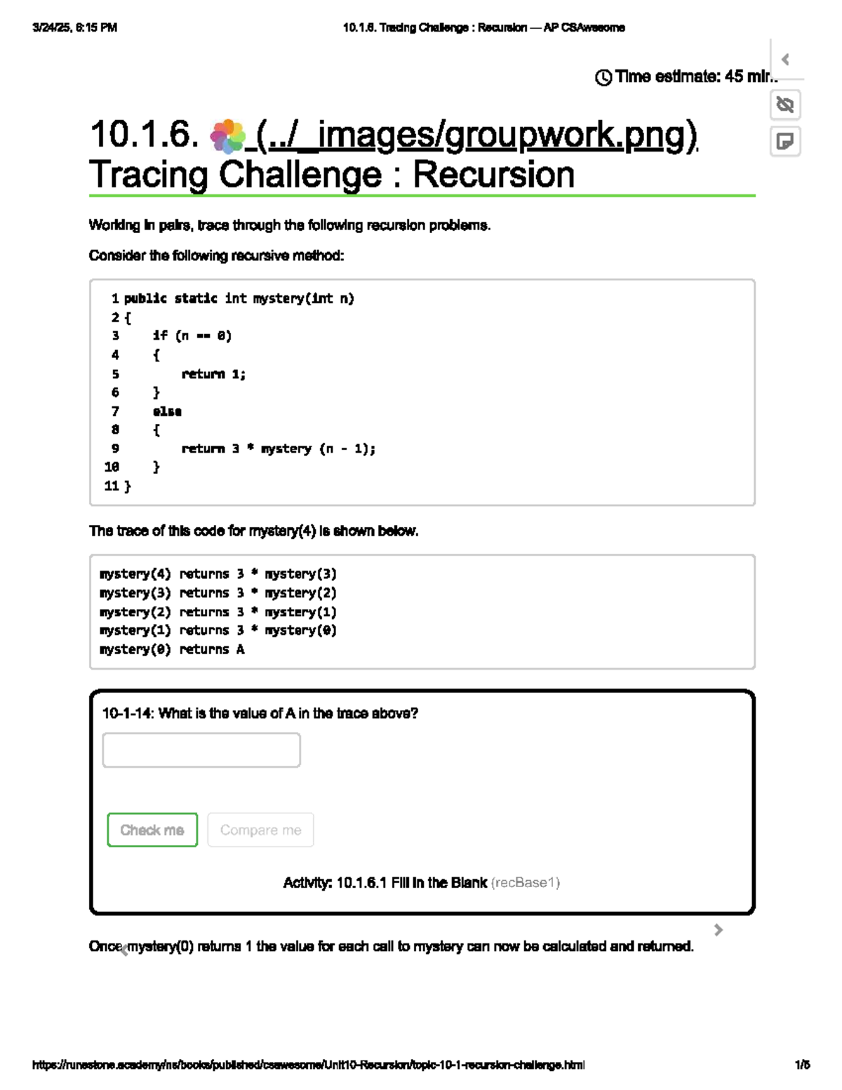 Tracing Challenge Recursion Ap Csawesome Tutorial 615 Pm 101 Tracing Challenge
