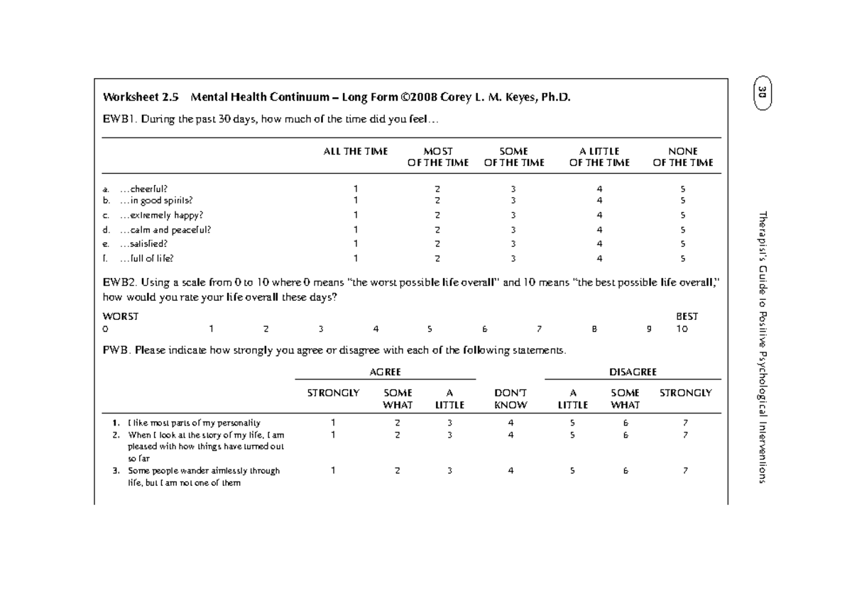 Mental Health Continuum Long Form Worksheet EWB1 - P374517 - Studocu