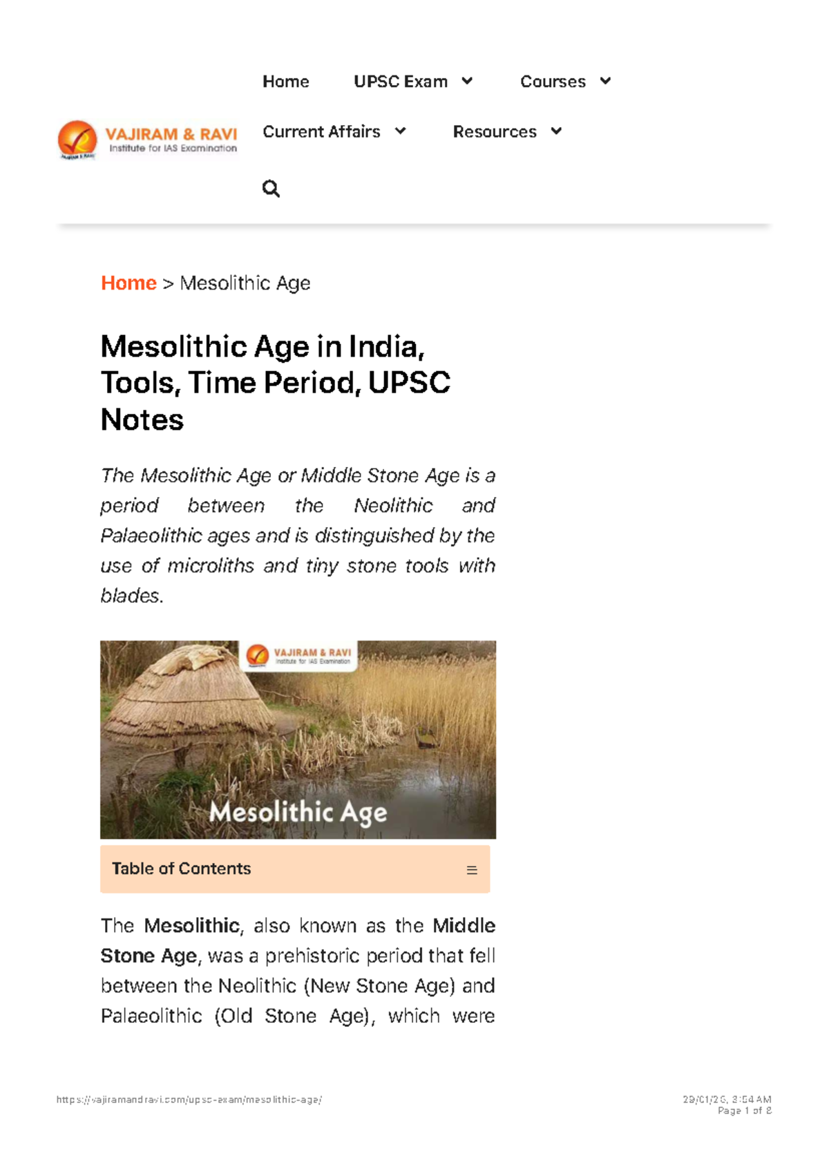 UPSC Notes: Mesolithic Age in India - Tools & Time Period - Studocu