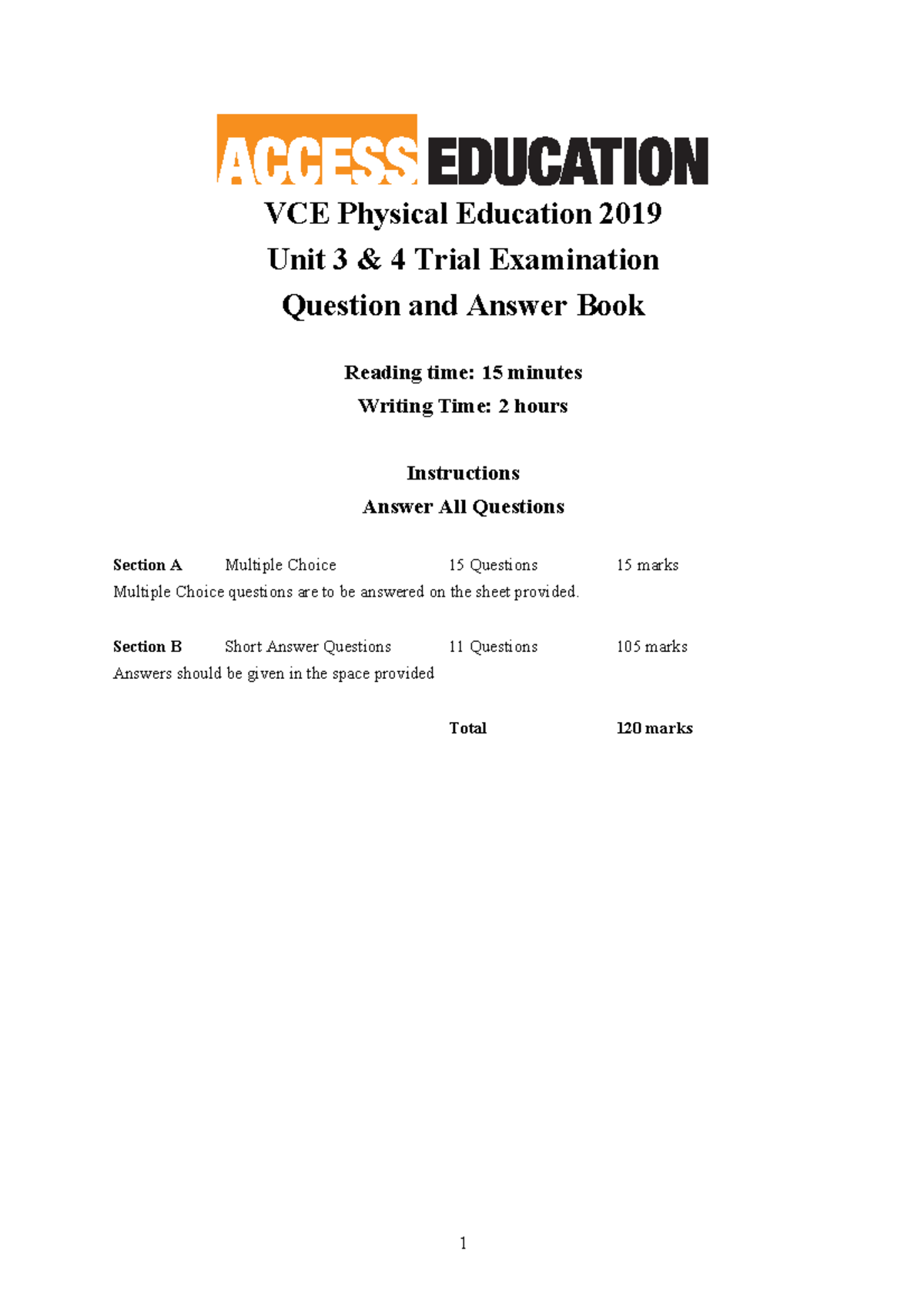 VCE PE 2019 Unit 3 & 4 Trial Exam - Complete Q&A Guide - Studocu