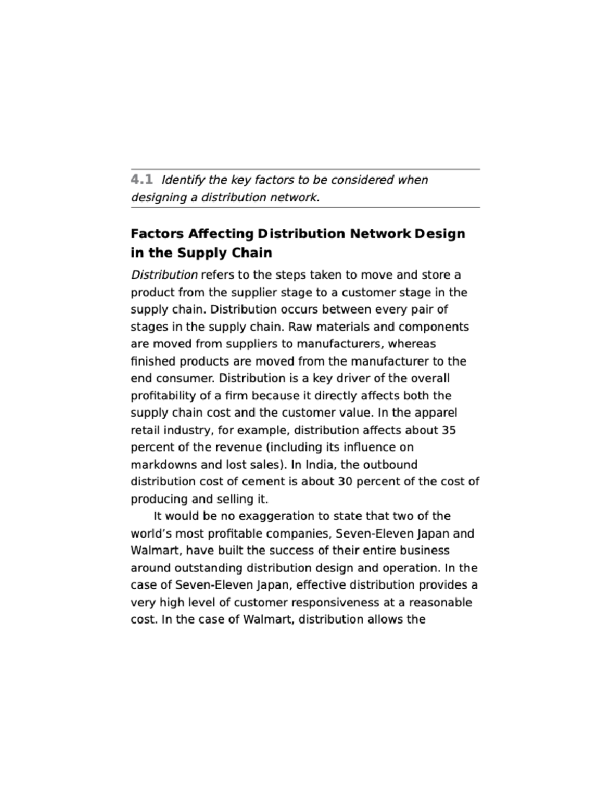 SCM Ch4 - Key Factors in Distribution Network Design - Studocu
