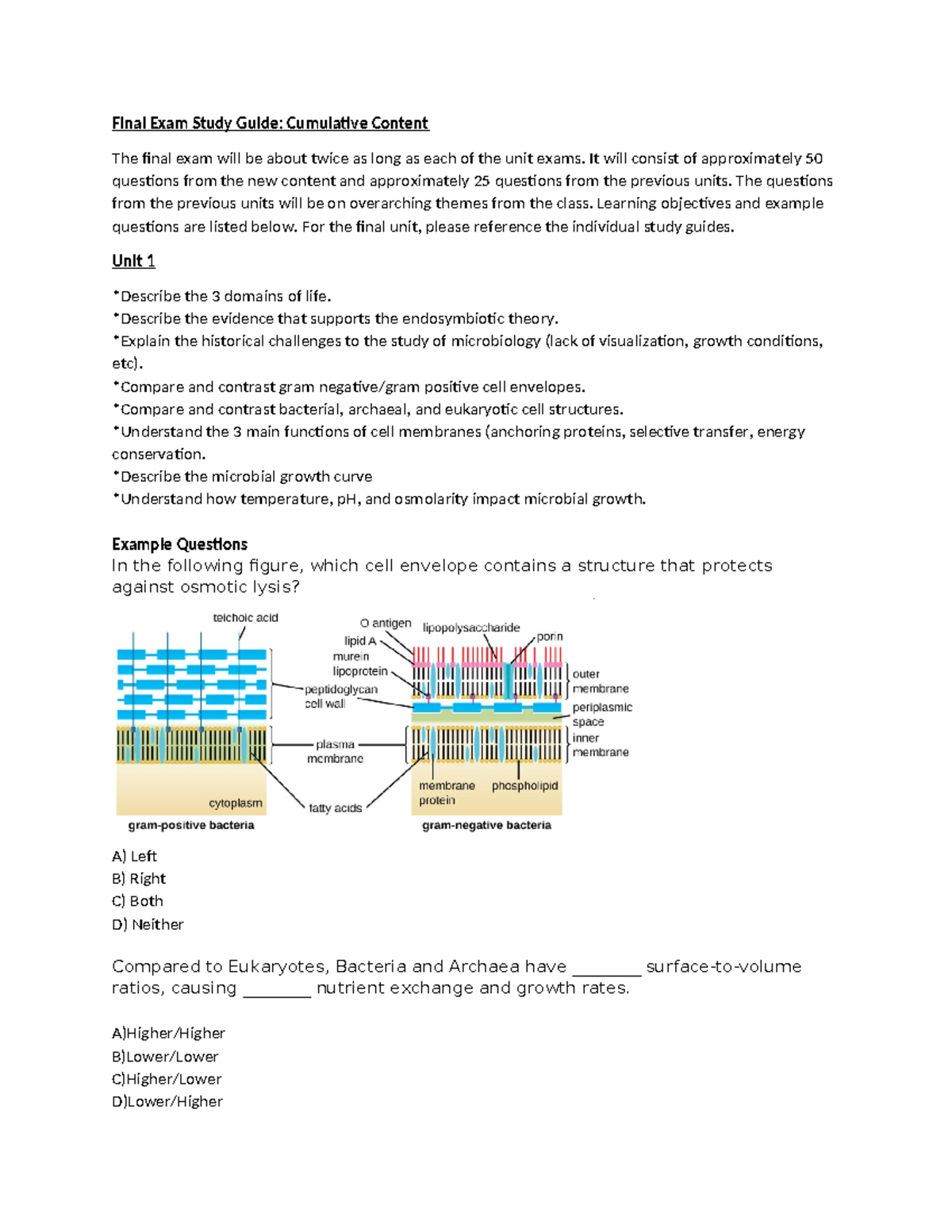 Final Exam Study Guide - Cumulative Topics for Biology 101 - Studocu