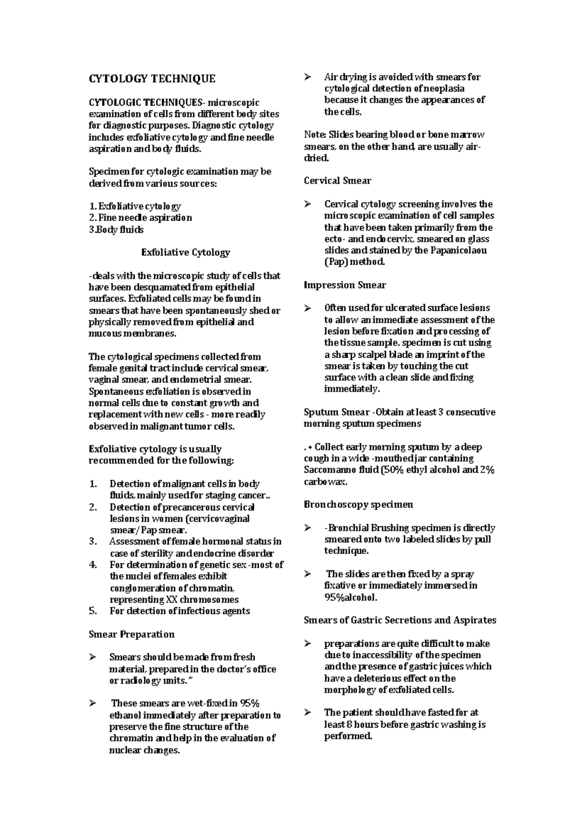CYTO 101: Techniques in Diagnostic Cytology and Microscopic Examination ...