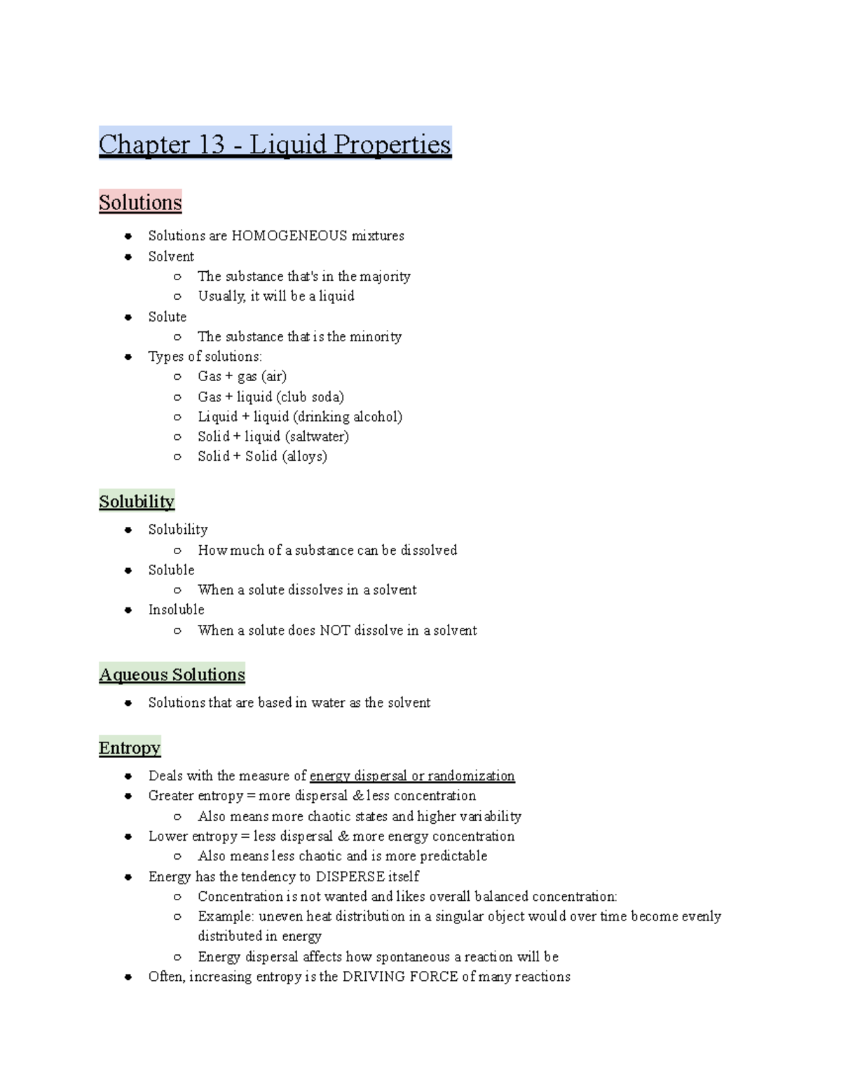 Chem 2 Final Review: Chapter 13 & 14 Liquid Properties and Kinetics - Studocu