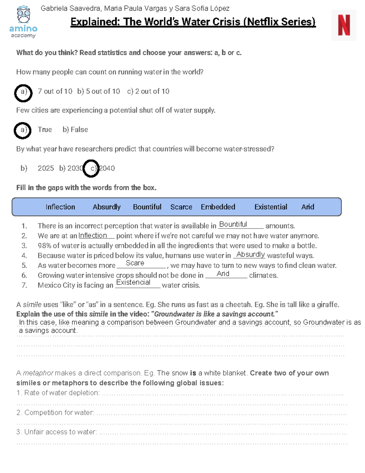 Explained: The World's Water Crisis Worksheet (Netflix Series) - Studocu