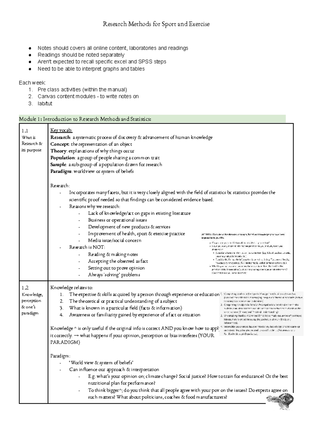 Research Methods for Sport and Exercise: Comprehensive Study Notes ...